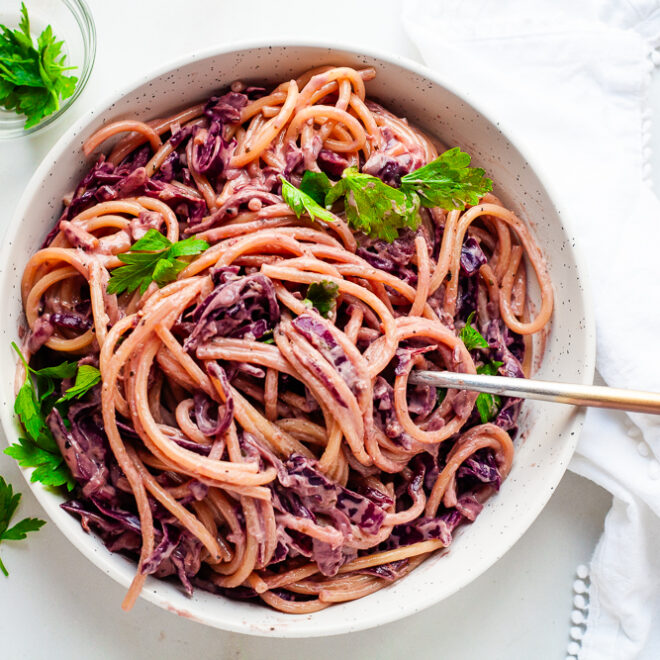 Smoky Red Cabbage Pasta - Happy Veggie Kitchen