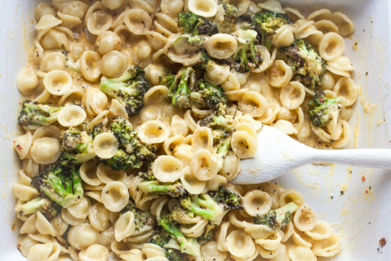 Spicy Cheese Pasta with Orange Broccoli - Happy Veggie Kitchen