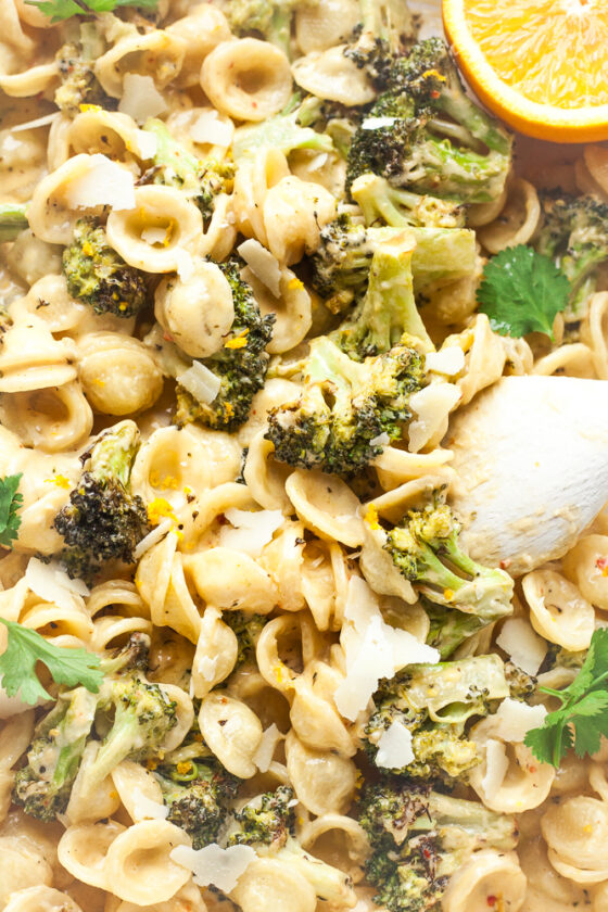 Spicy Cheese Pasta with Orange Broccoli - Happy Veggie Kitchen