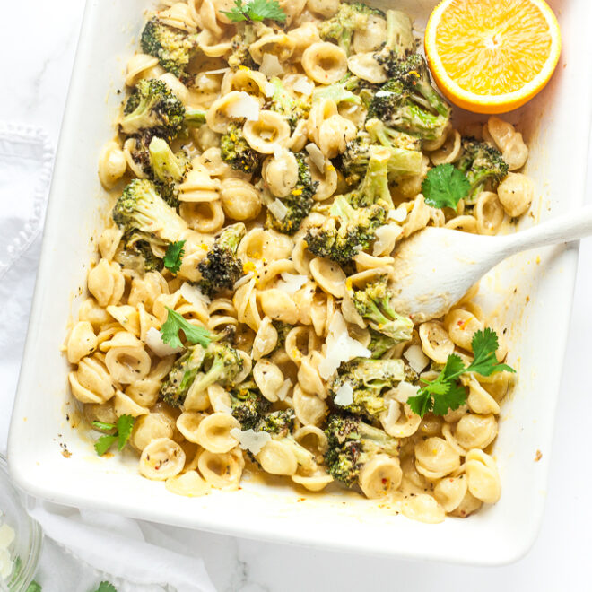 Spicy Cheese Pasta with Orange Broccoli - Happy Veggie Kitchen