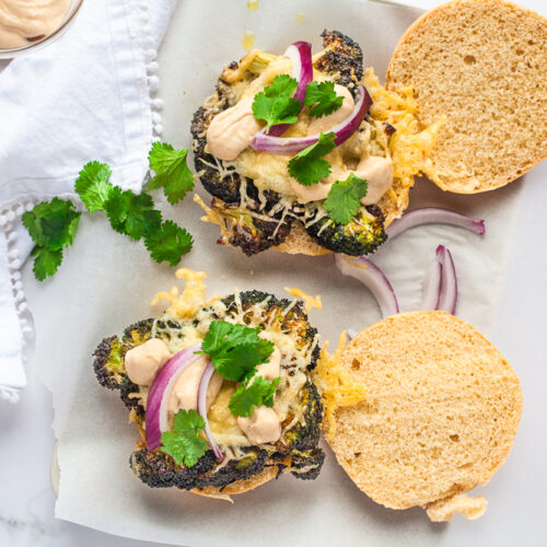 Smashed Broccoli Burgers - Happy Veggie Kitchen