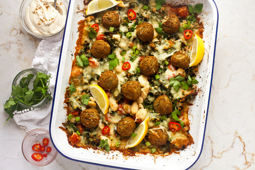 One Pan Falafel Bake - Happy Veggie Kitchen