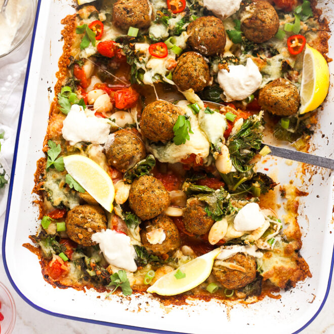 One Pan Falafel Bake - Happy Veggie Kitchen