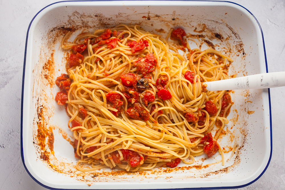 Tomato, Goats Cheese & Hot Honey Pasta - Happy Veggie Kitchen
