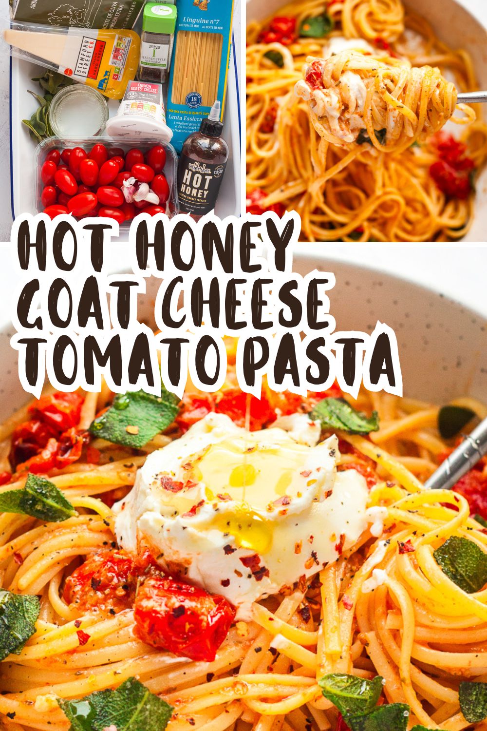 Tomato, Goats Cheese & Hot Honey Pasta - Happy Veggie Kitchen
