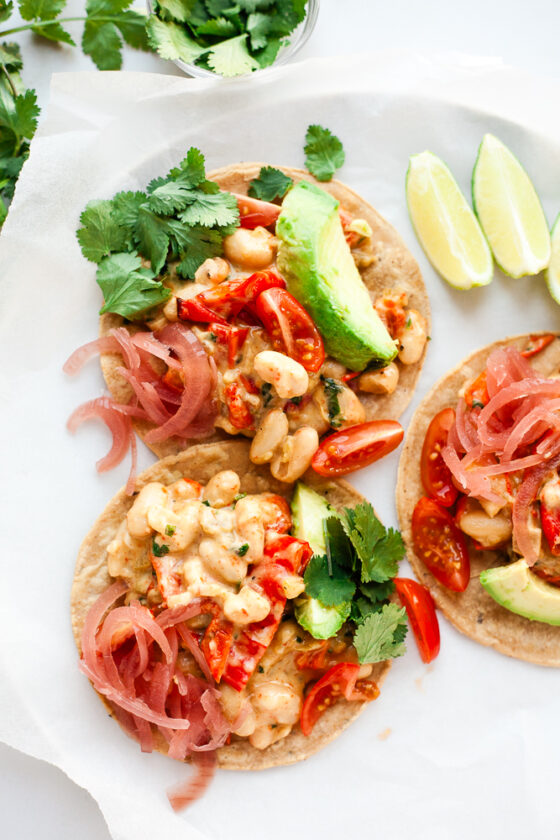 White Bean & Roasted Pepper Tacos - Happy Veggie Kitchen
