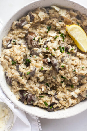 Slow Cooker Mushroom Risotto - Happy Veggie Kitchen