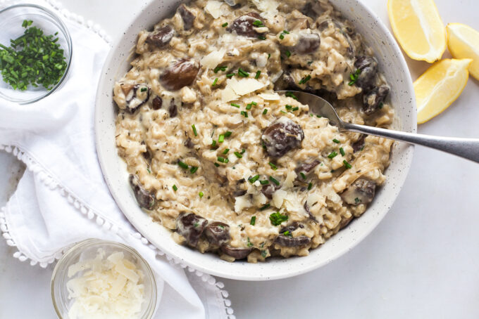 Slow Cooker Mushroom Risotto - Happy Veggie Kitchen