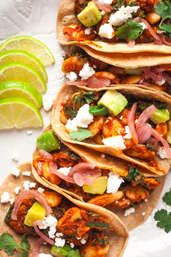 Easy Vegetarian Tinga Tacos with Butter Beans - Happy Veggie Kitchen