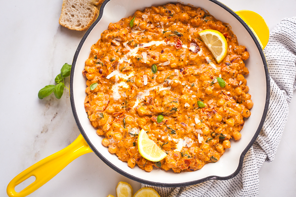 Creamy Harissa Chickpeas - Marry Me Chickpeas with a Twist! - Happy Veggie Kitchen