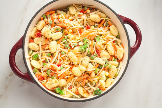 Easy Baked Gnocchi with Frozen Vegetables - Happy Veggie Kitchen