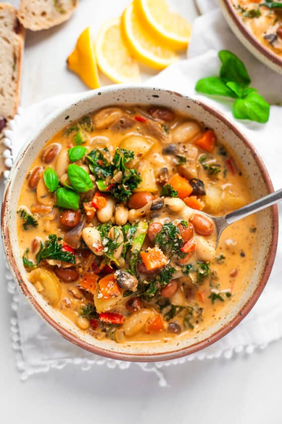 Creamy Veggie, Bean & Potato Soup - Happy Veggie Kitchen