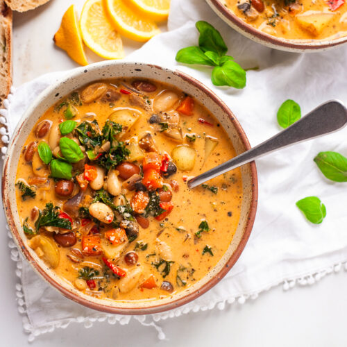 Creamy Veggie, Bean & Potato Soup - Happy Veggie Kitchen
