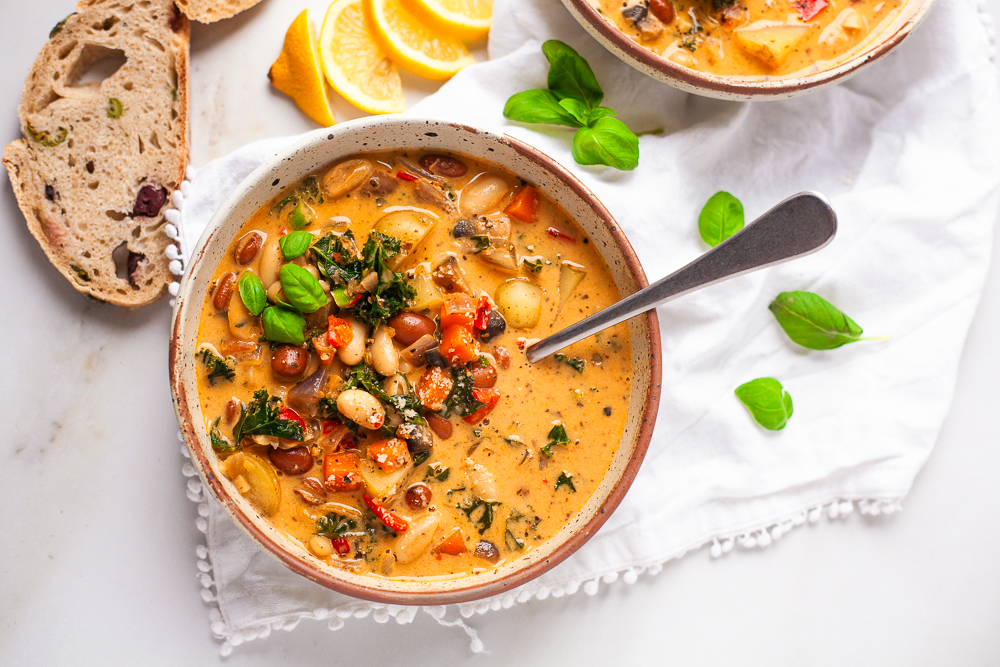 Creamy Veggie, Bean & Potato Soup - Happy Veggie Kitchen