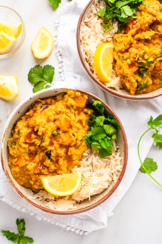 Roasted Sweet Potato Coconut Dal - Happy Veggie Kitchen