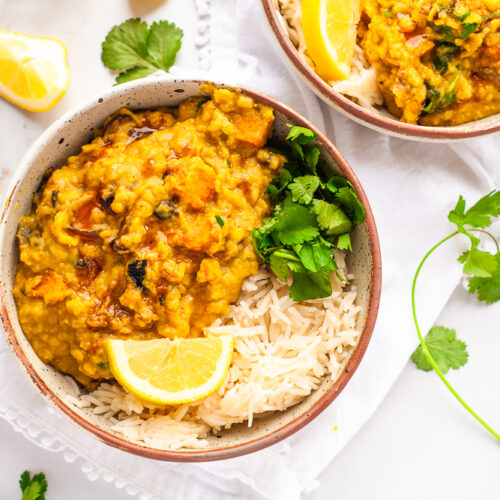 Roasted Sweet Potato Coconut Dal - Happy Veggie Kitchen