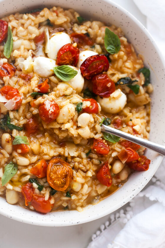 Roasted Tomato & White Bean Risotto - Happy Veggie Kitchen
