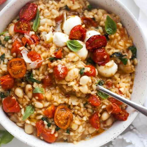 Roasted Tomato & White Bean Risotto - Happy Veggie Kitchen