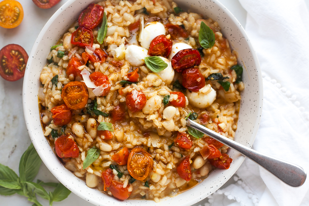 Roasted Tomato & White Bean Risotto - Happy Veggie Kitchen