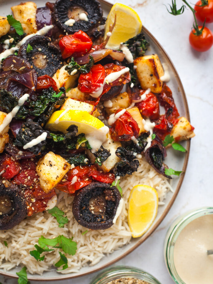 Roasted Root Vegetables with Halloumi - Happy Veggie Kitchen