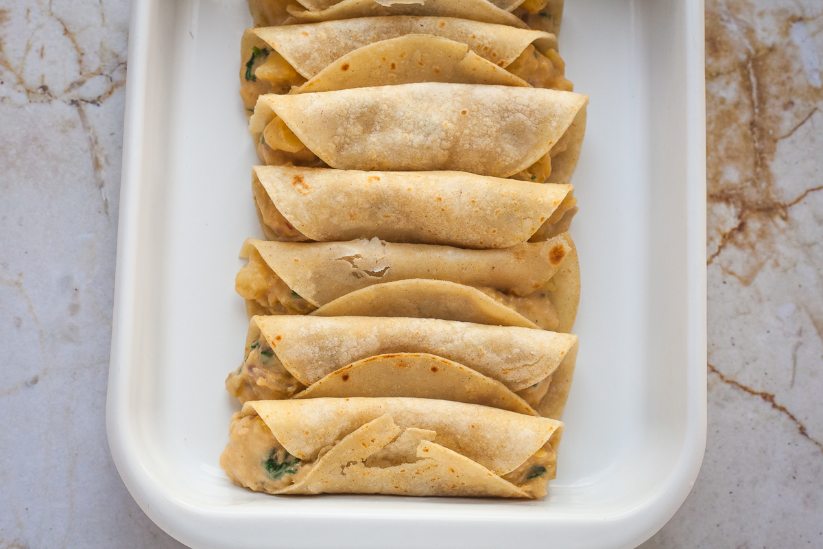Cheesy Potato Enchiladas - Happy Veggie Kitchen