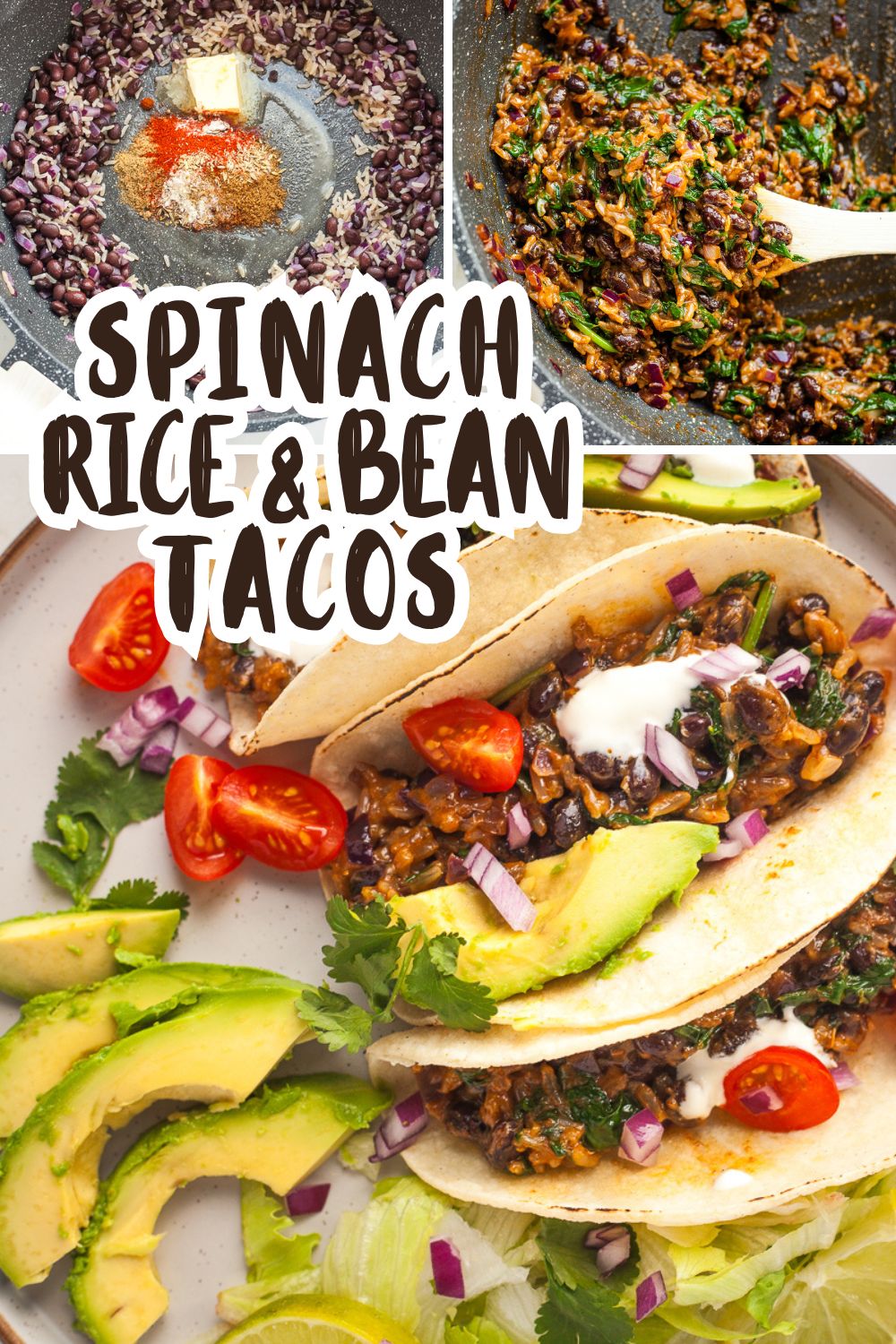 Cheesy Rice, Bean & Spinach Tacos - Happy Veggie Kitchen