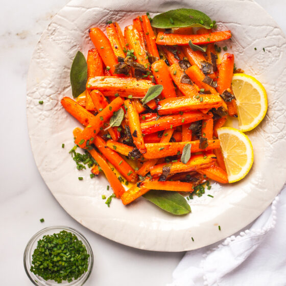 Christmas Carrots with Honey Sage Butter - Happy Veggie Kitchen