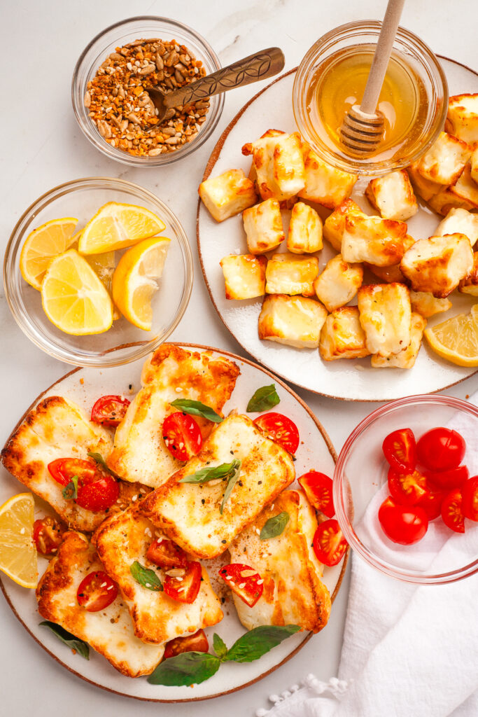 Air Fryer Halloumi Cheese - Happy Veggie Kitchen