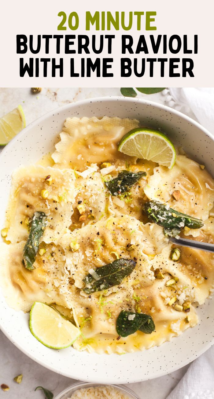 Butternut Ravioli with Lime Butter Sauce - Happy Veggie Kitchen