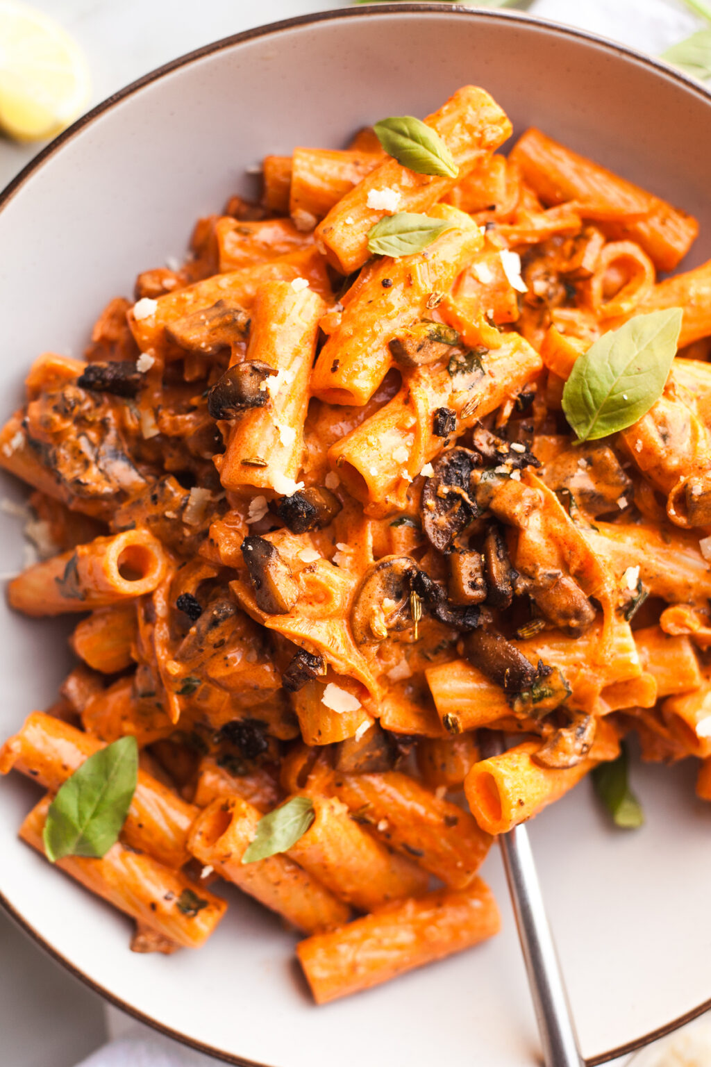 Creamy Mushroom Rigatoni - Happy Veggie Kitchen