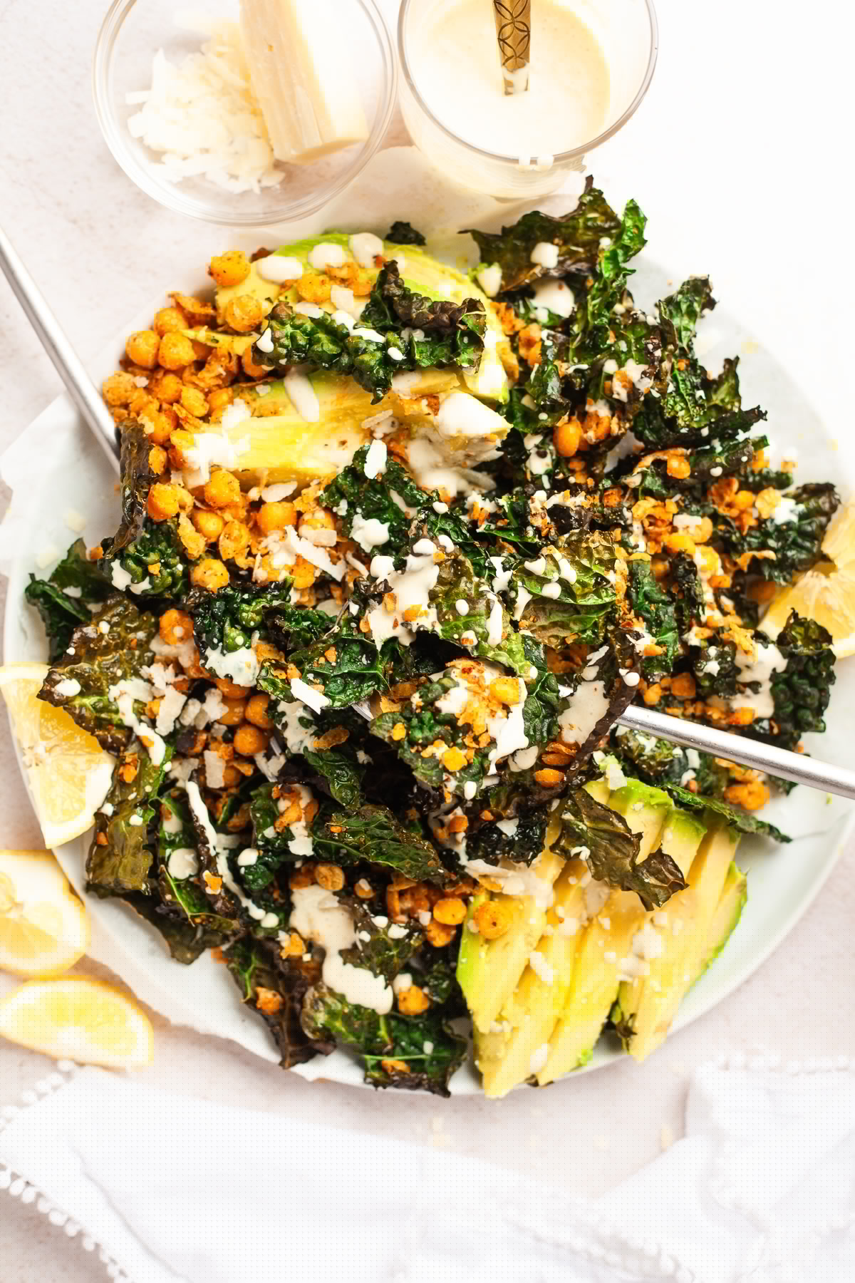 Crispy Roasted Kale Caesar Salad - Happy Veggie Kitchen