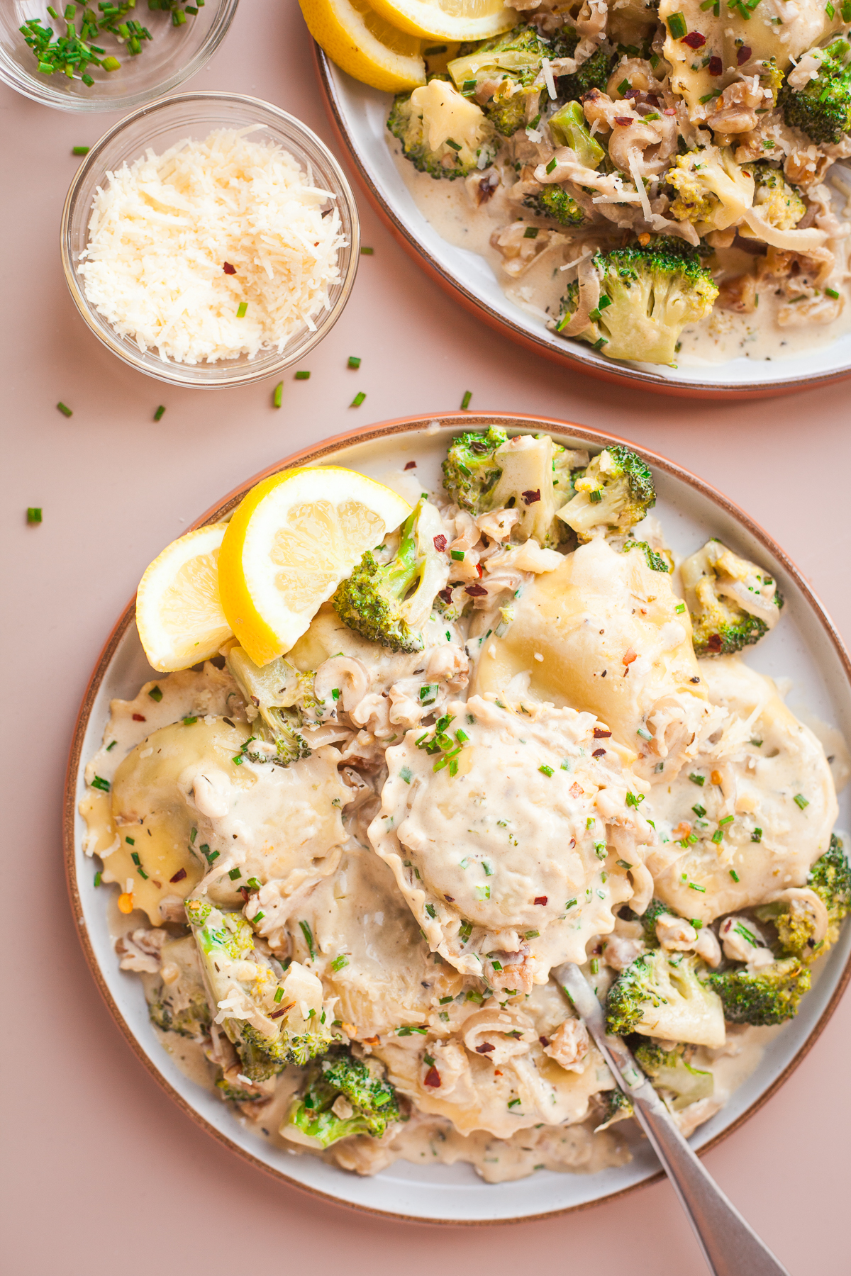 One Pot Broccoli Walnut Ravioli - Happy Veggie Kitchen