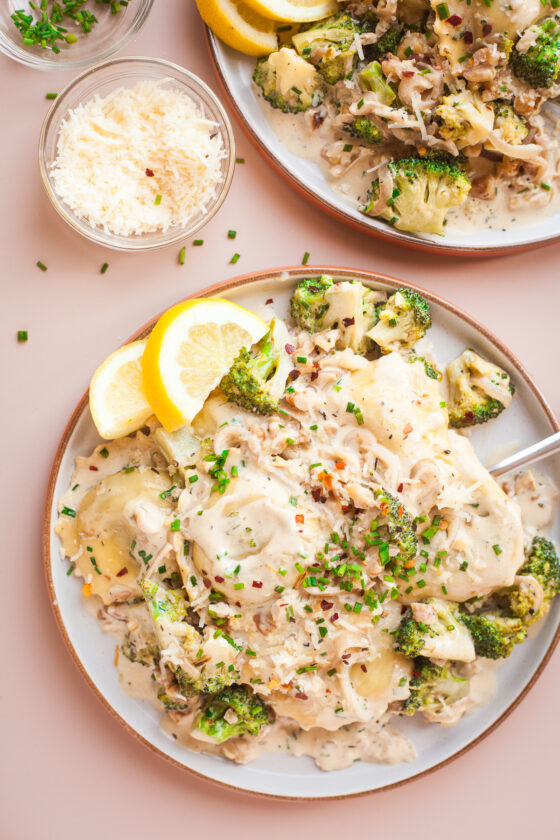 One Pot Broccoli Walnut Ravioli - Happy Veggie Kitchen