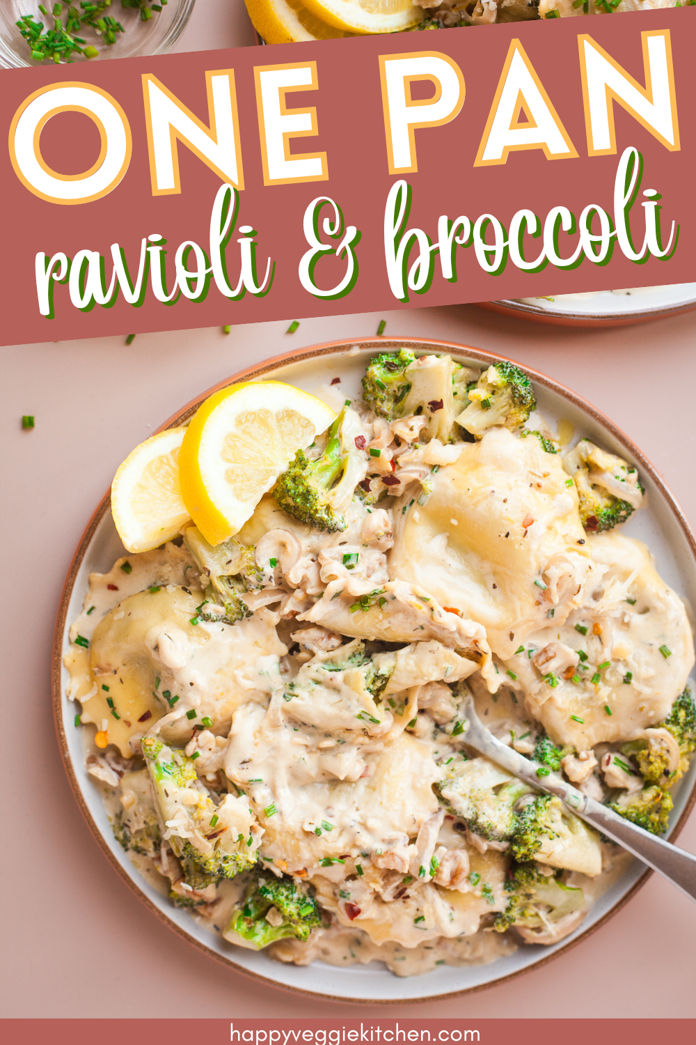 One Pot Broccoli Walnut Ravioli - Happy Veggie Kitchen