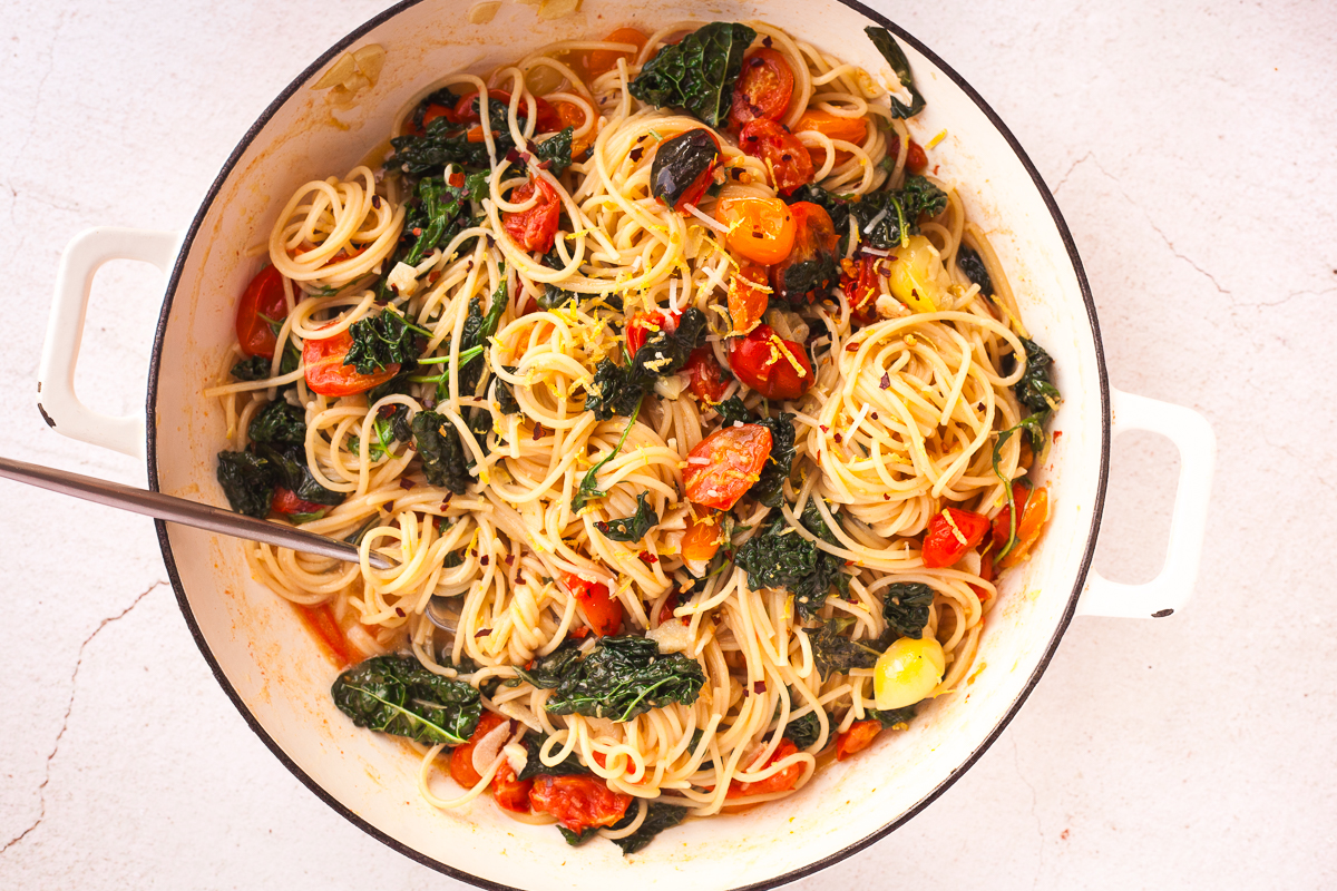 Single Skillet Spaghetti - Happy Veggie Kitchen