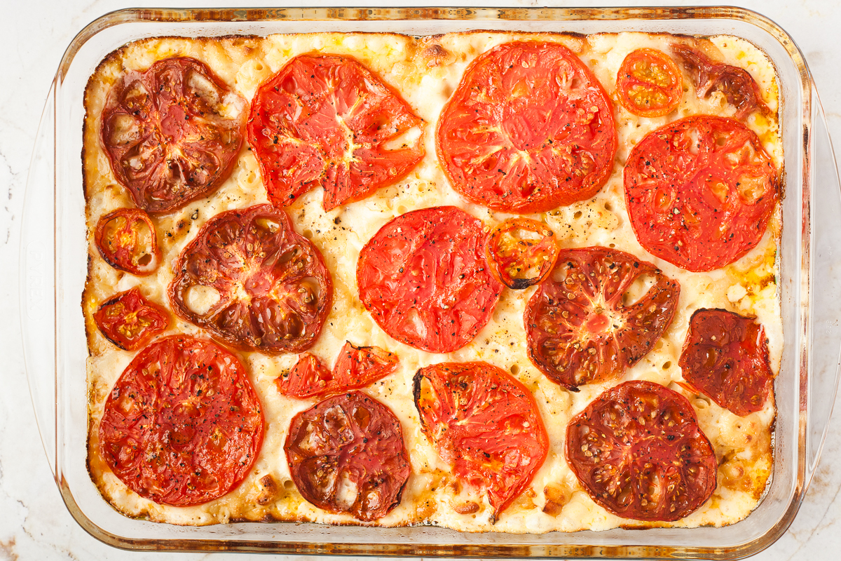 Baked Tomato Mac and Cheese - Happy Veggie Kitchen