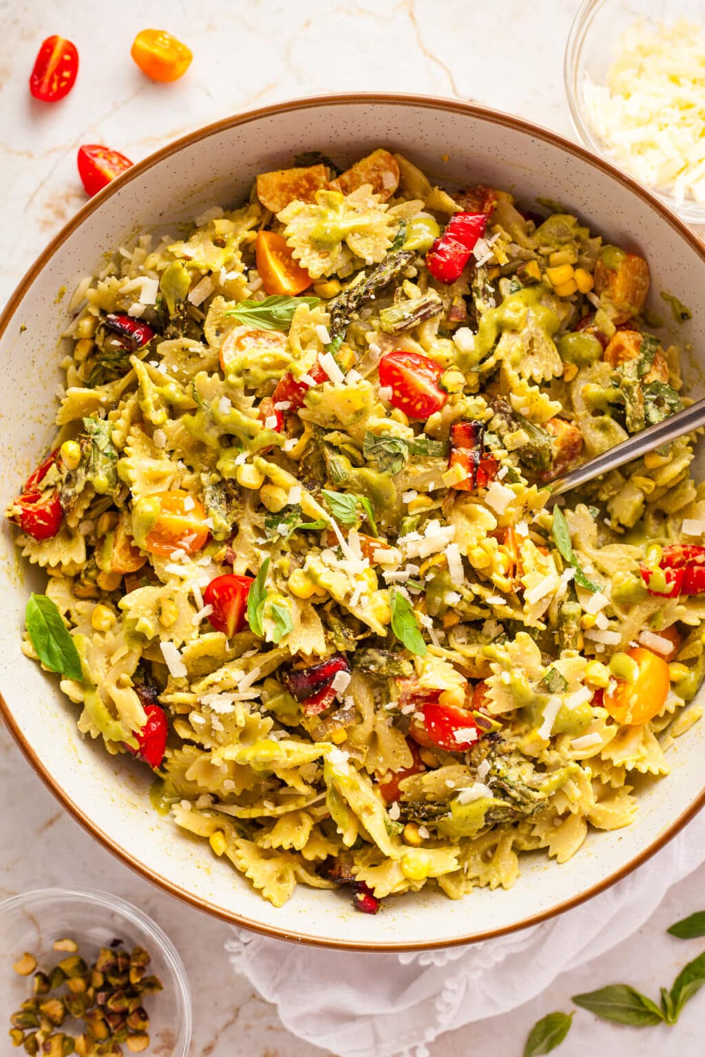 Summer Veggie Bow Tie Pasta Salad - Happy Veggie Kitchen