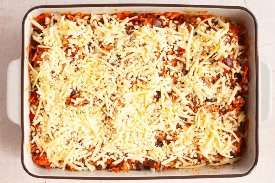 Cheesy Rice & Refried Bean Casserole - Happy Veggie Kitchen