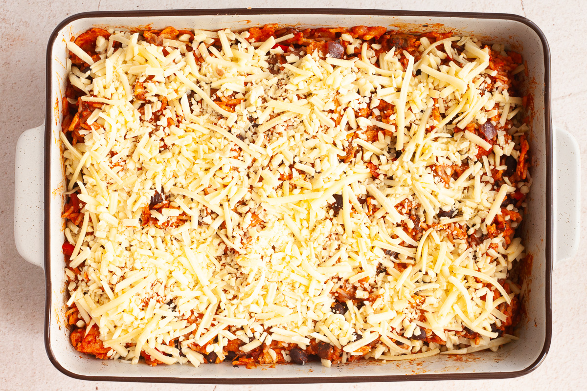 Cheesy Rice & Refried Bean Casserole - Happy Veggie Kitchen