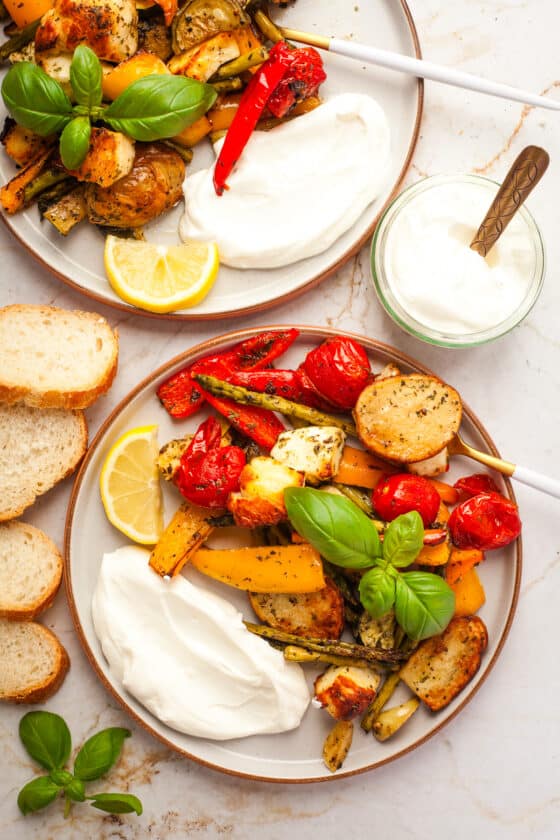 Summer Veggies and Halloumi (One Pan Dinner!) - Happy Veggie Kitchen