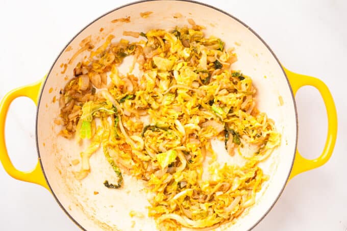 Caramelized Cabbage & White Bean Pasta Bake - Happy Veggie Kitchen